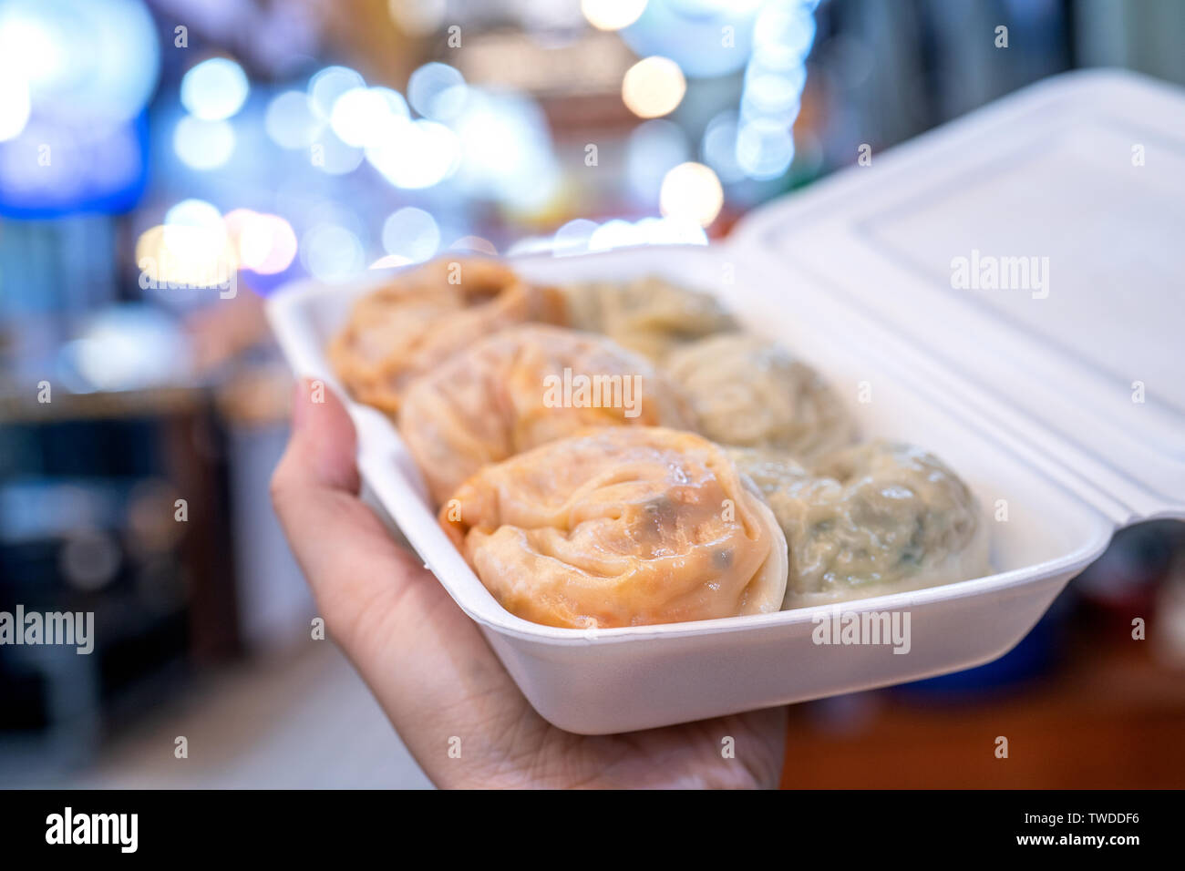 Delicious steamed round shaped dumplings in South Korea traditional ...