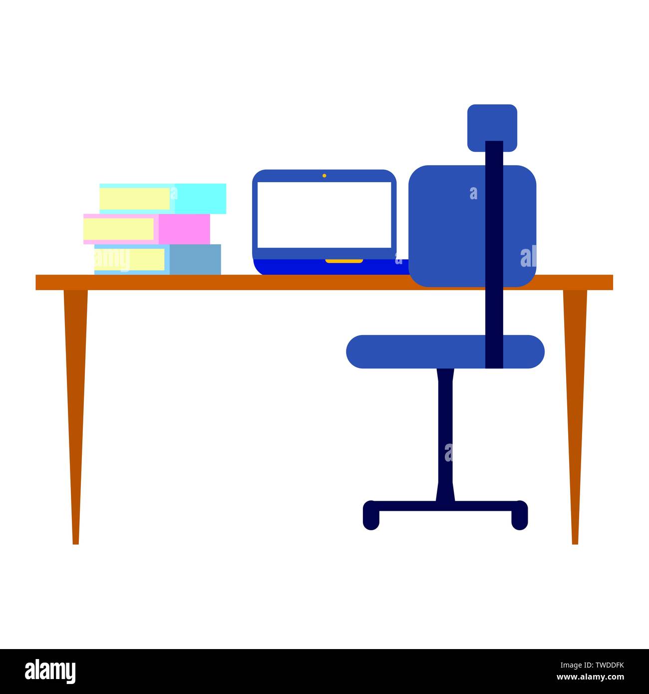 workplace office computer chair books vector illustration Stock Vector ...