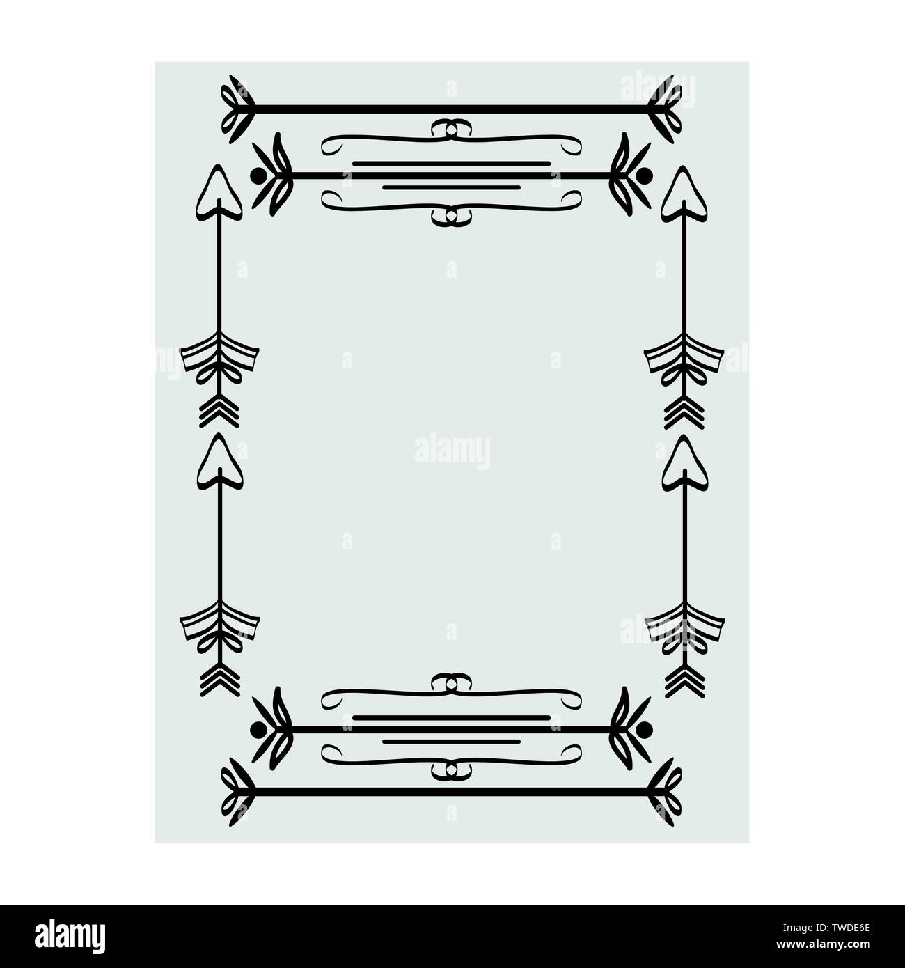 square frame with indian arrows boho style vector illustration design ...