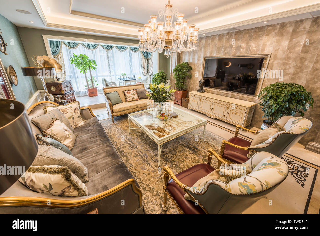 Design of interior design space of model room in modern living room ...