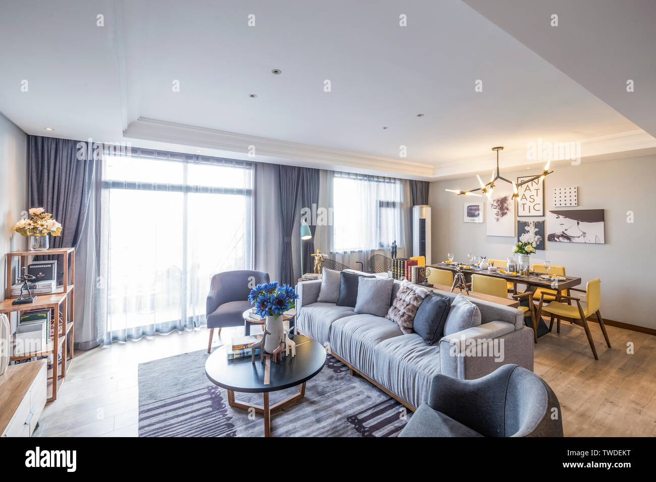 Design of interior design space of model room in modern living room ...