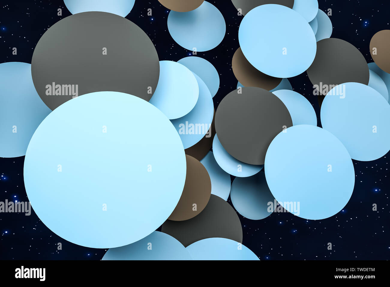 Three-dimensional rendering, blank round piece of paper surround ...