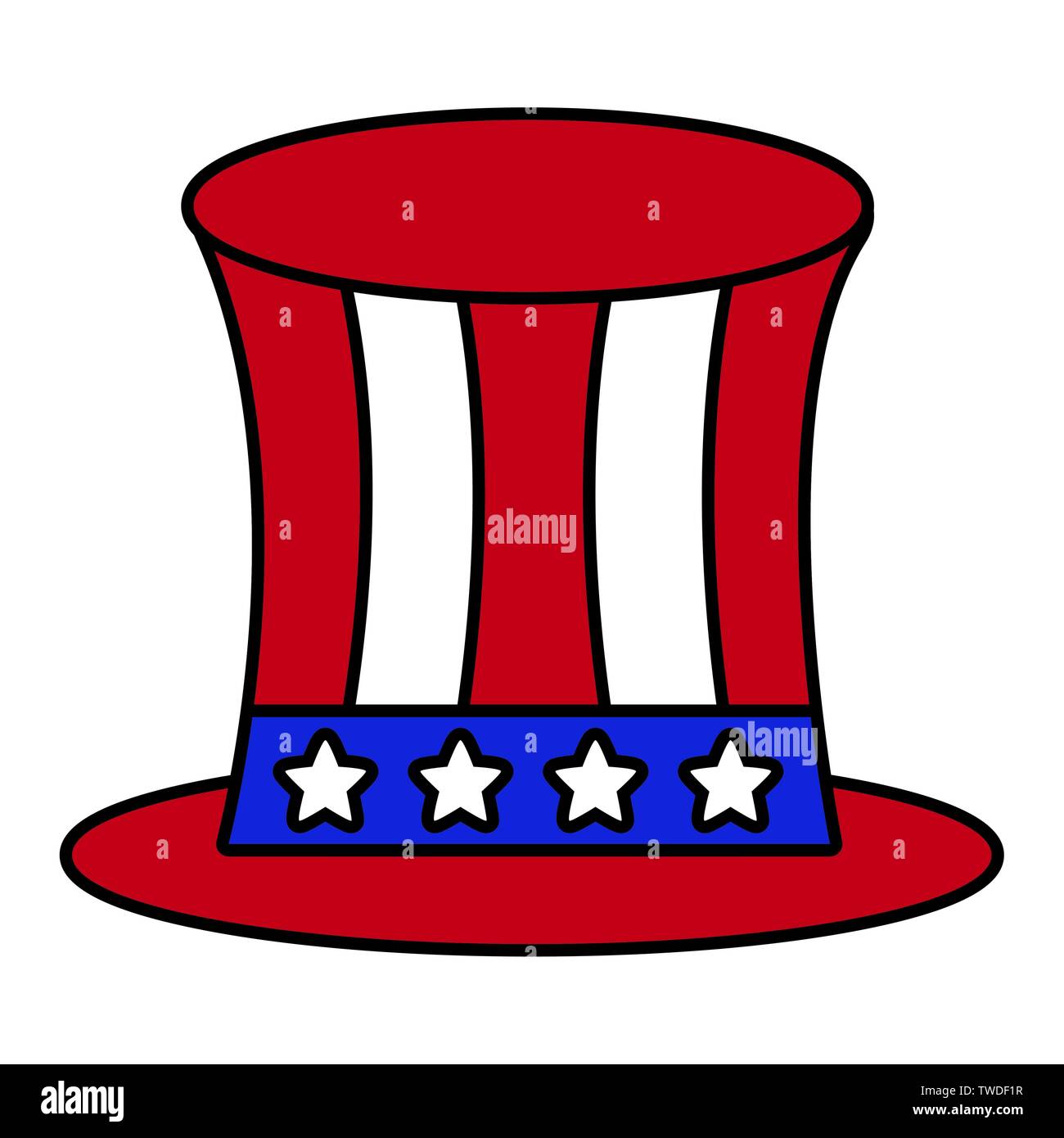 top hat with american flag independence day vector illustration Stock ...