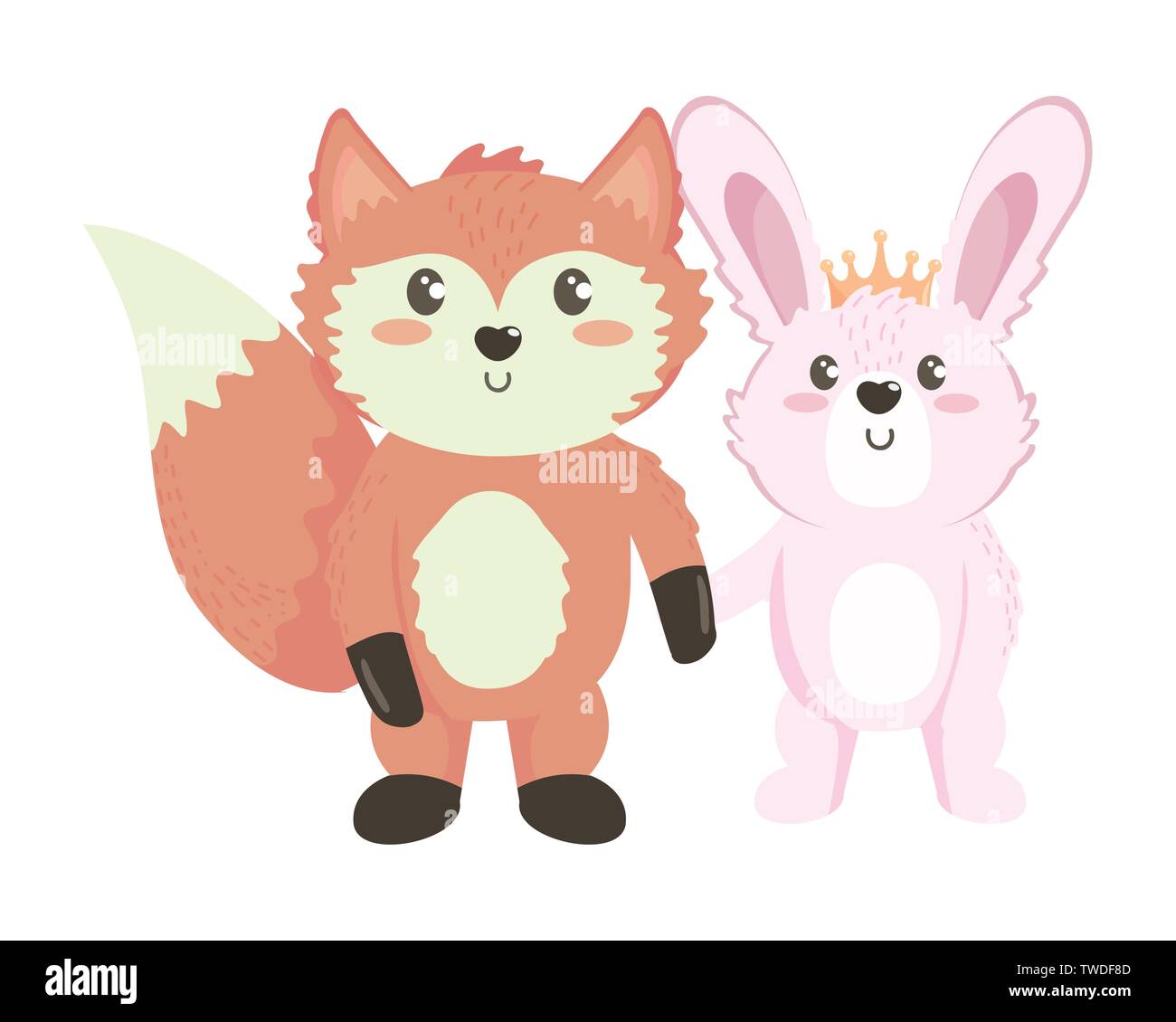 Fox and rabbit cartoon design, Animal cute zoo life nature and fauna ...