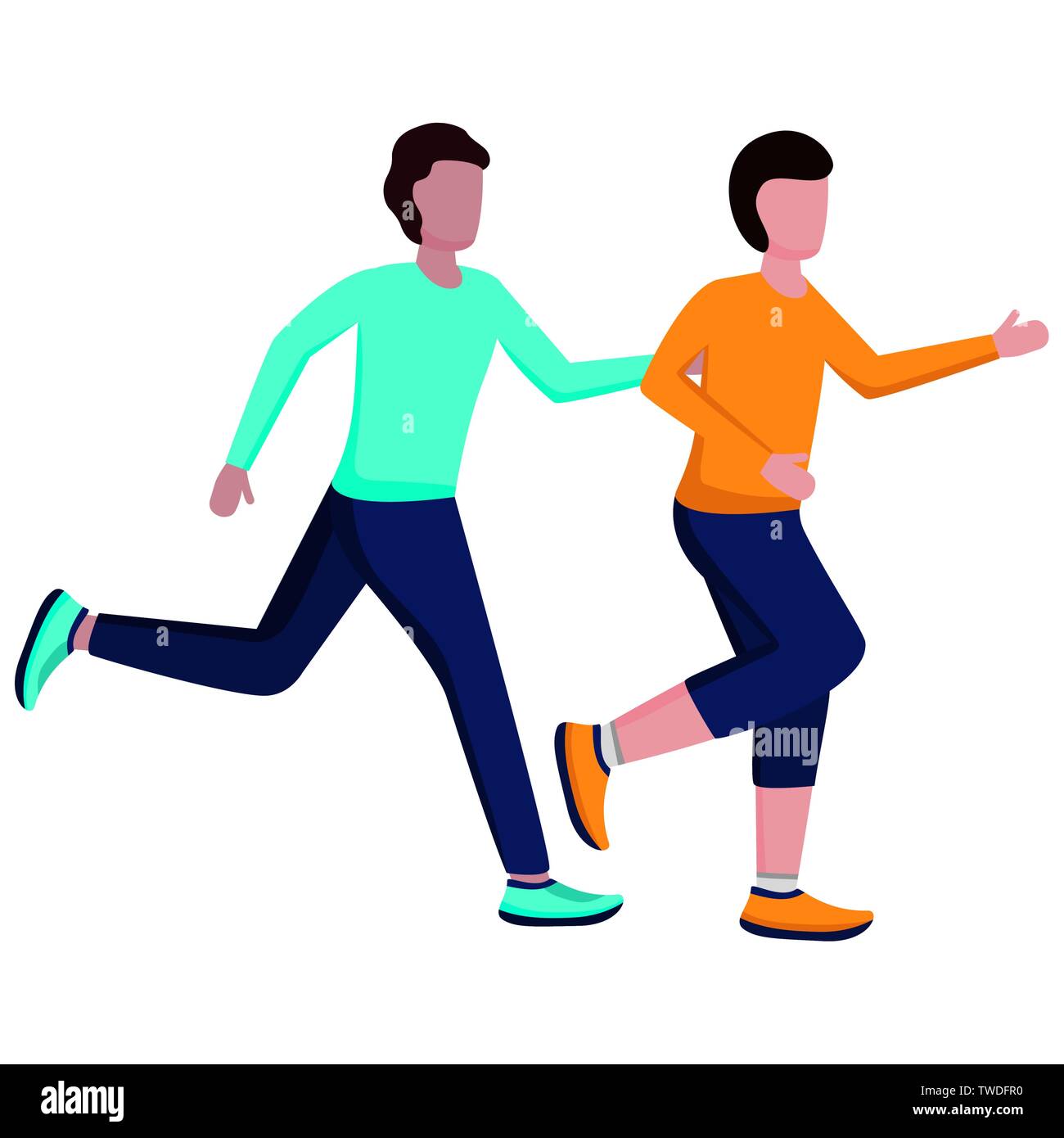 two men practicing running activity vector illustration Stock Vector ...
