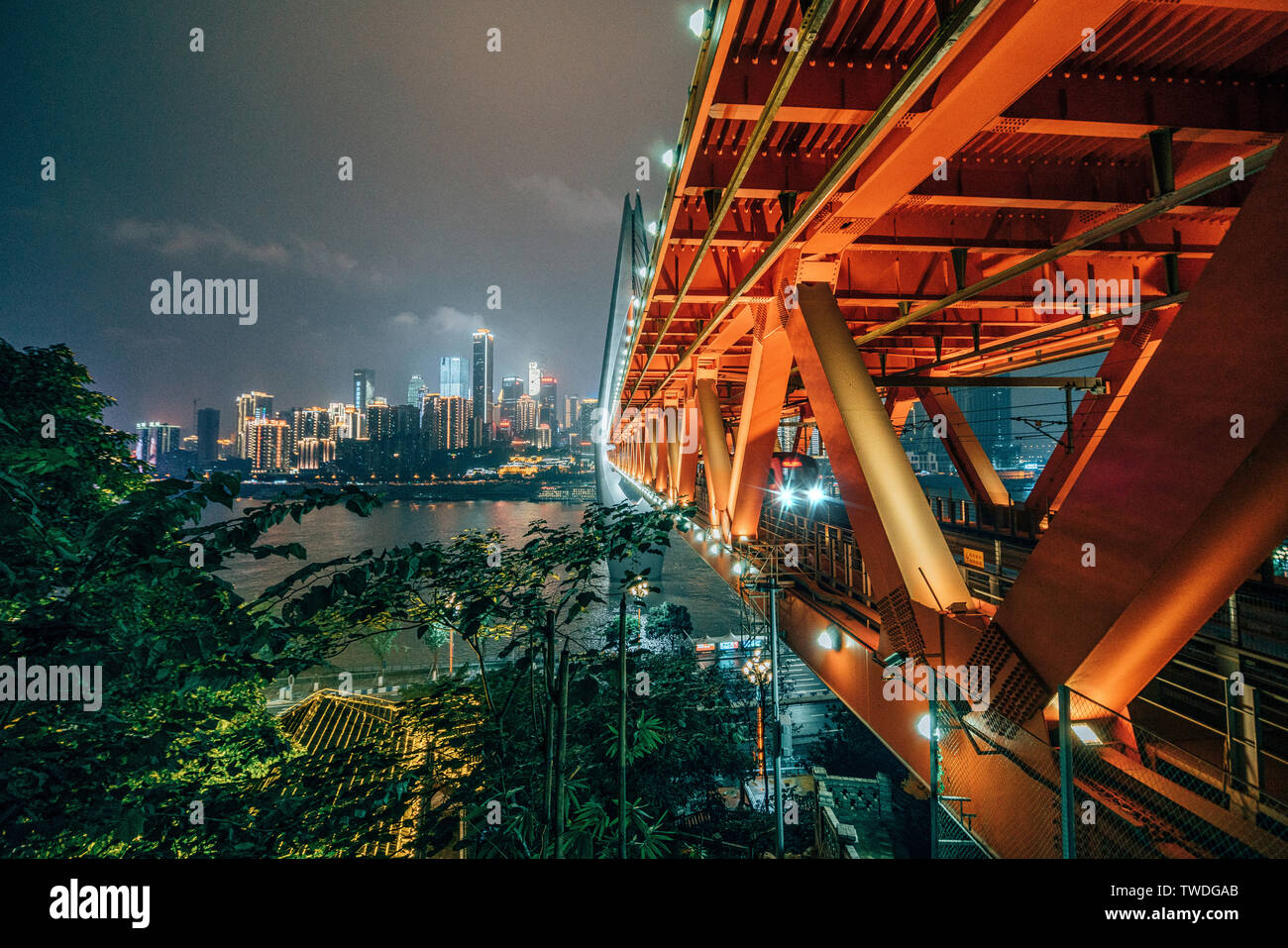 Bridge and Light Rail Chongqing Stock Photo - Alamy