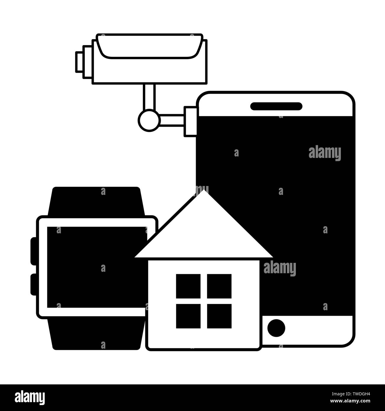 smartphone smart watch house wifi free connection vector illustration ...