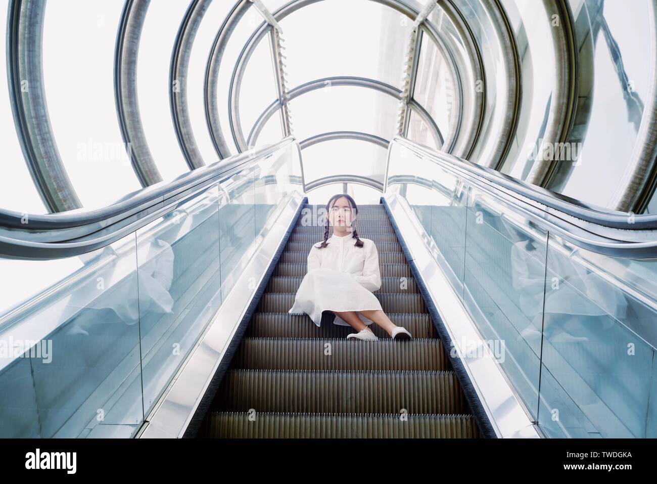 Time machine freehand girl portrait Stock Photo - Alamy