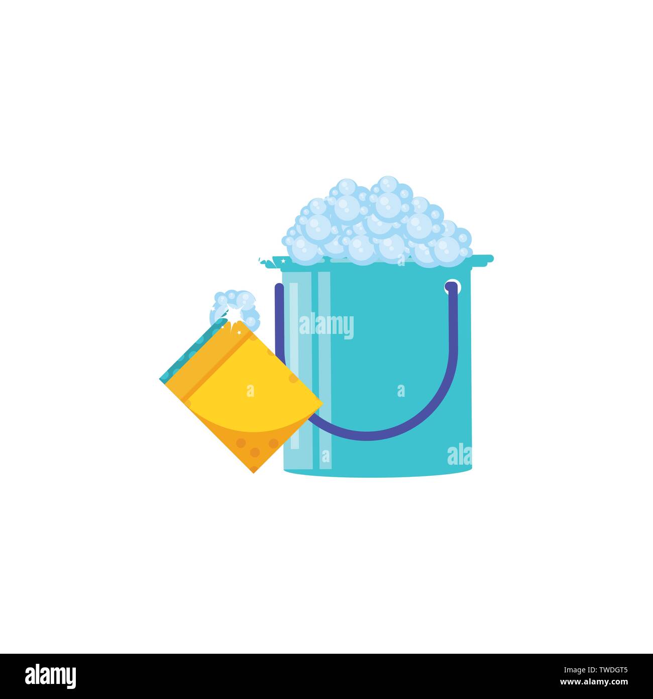 Cleaning bucket and sponge design, Object home work hygiene equipment ...