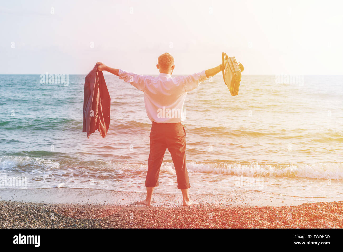 Business man arms open hands hi-res stock photography and images - Alamy
