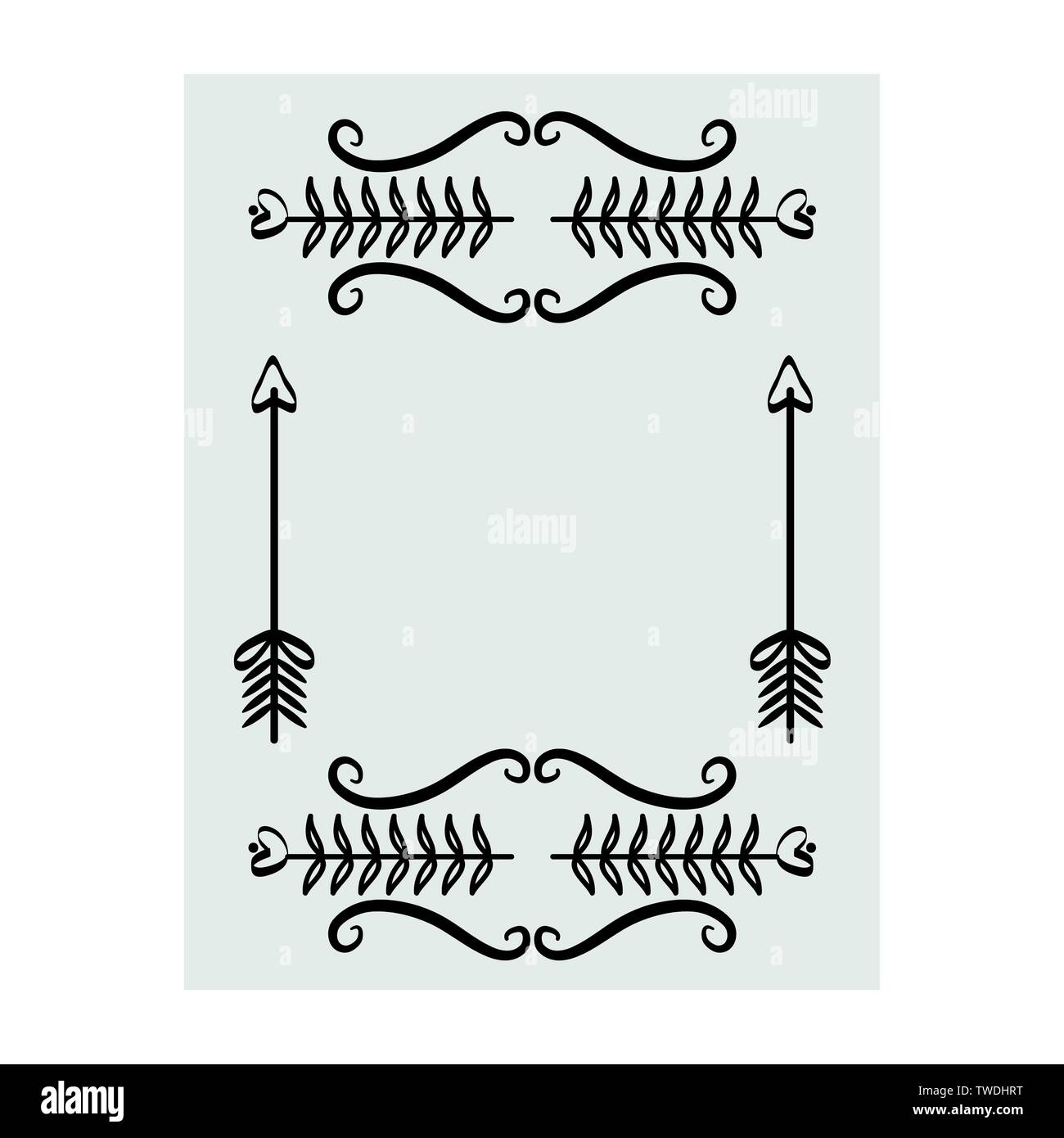 square frame with indian arrows boho style vector illustration design ...
