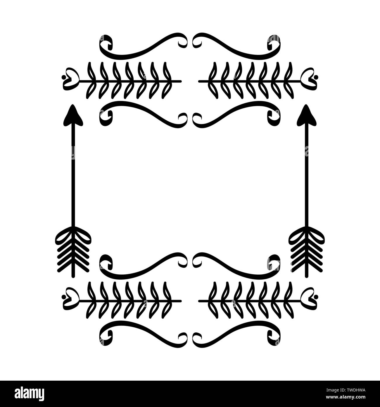 square frame with indian arrows boho style vector illustration design ...
