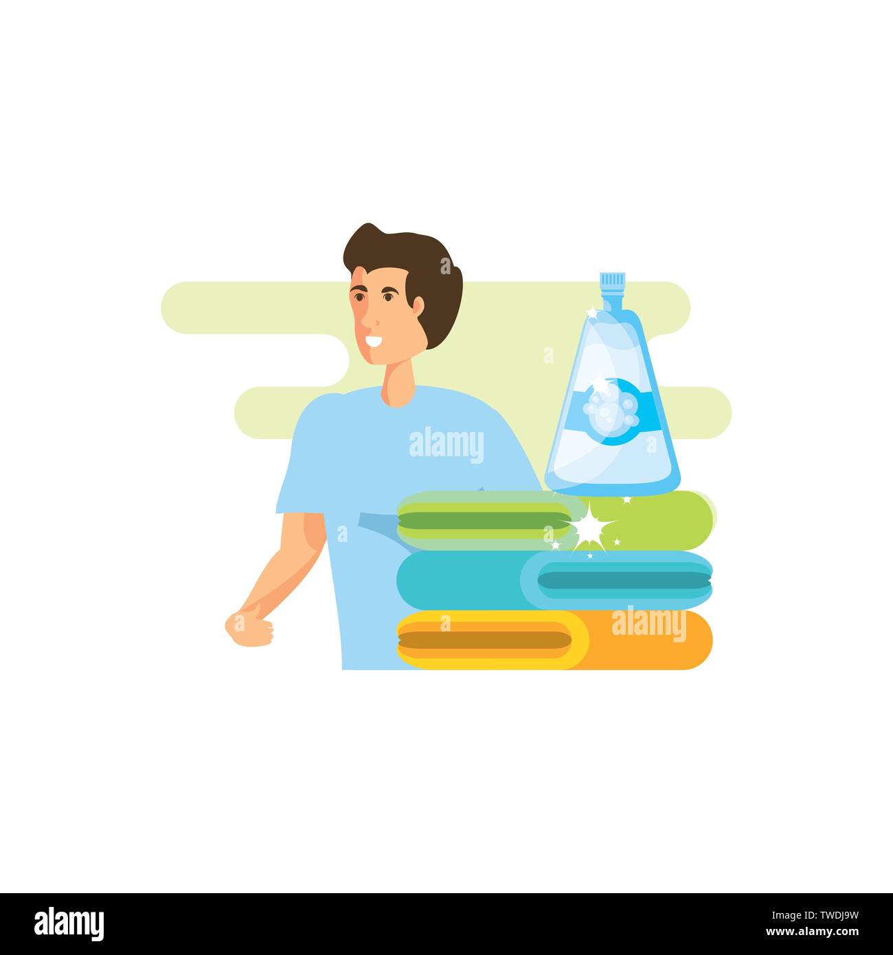 Man cartoon cleaning design, Object home work hygiene equipment ...