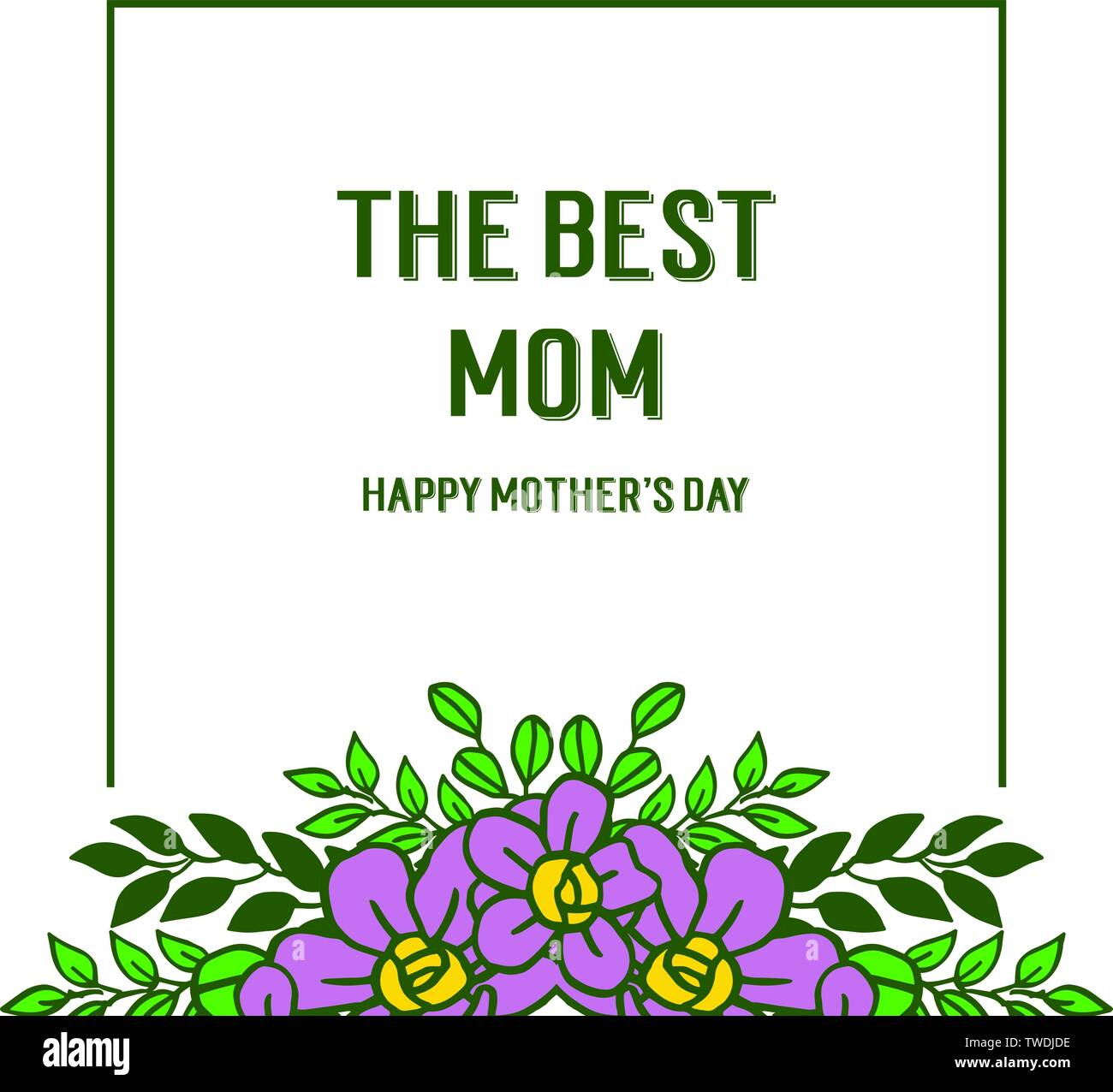 Vector illustration art purple wreath frame for card of best mom hand ...
