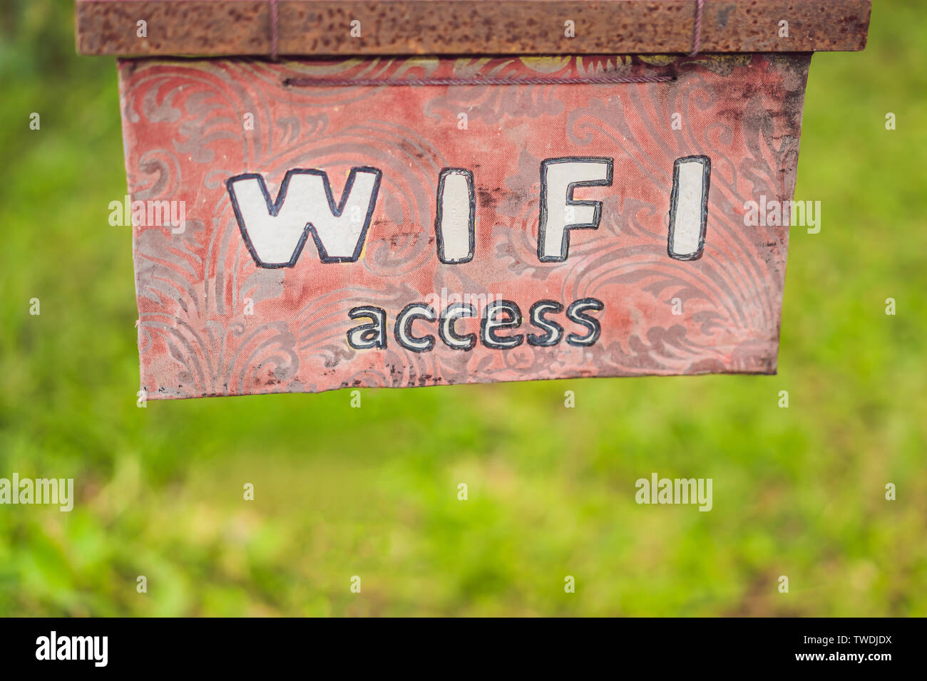 Free WiFi arrow on the nature. Internet everywhere concept Stock Photo ...