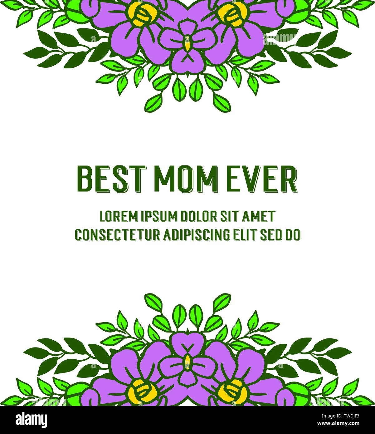 Vector illustration art purple wreath frame for card of best mom hand ...
