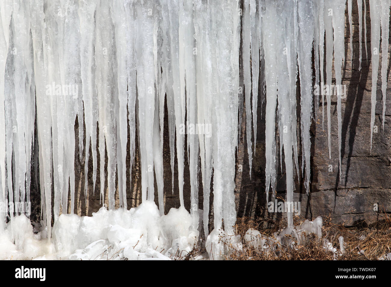 The Strange Landscape of Winter - Ice Hanging Stock Photo - Alamy