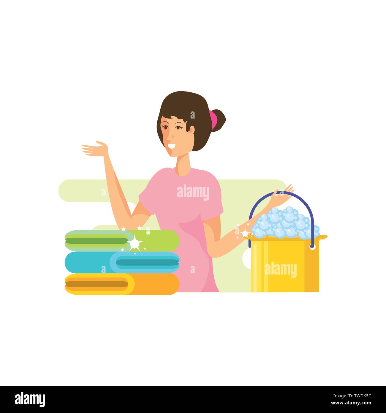 Woman cartoon cleaning design, Object home work hygiene equipment ...
