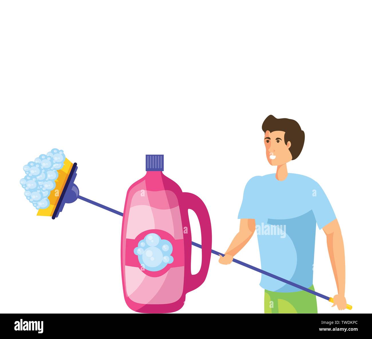 Man cartoon cleaning design, Object home work hygiene equipment ...