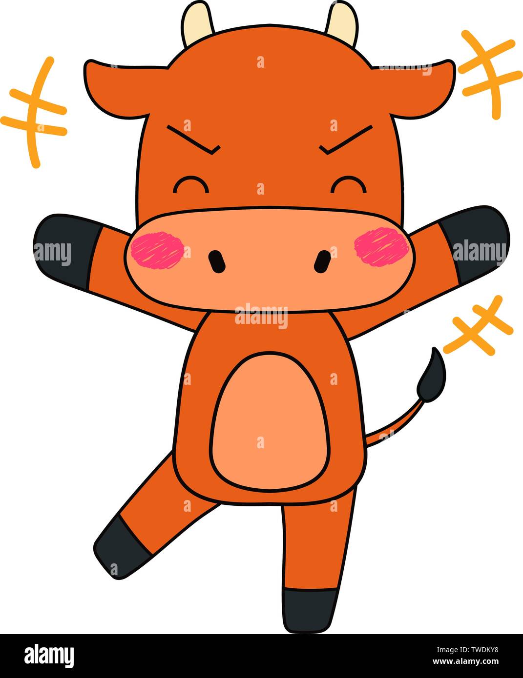 This is a full-length illustration of the cute beef cow character Stock ...
