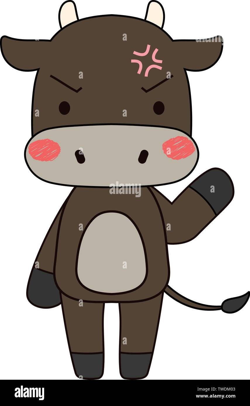 This is a full-length illustration of the cute beef cow character Stock ...