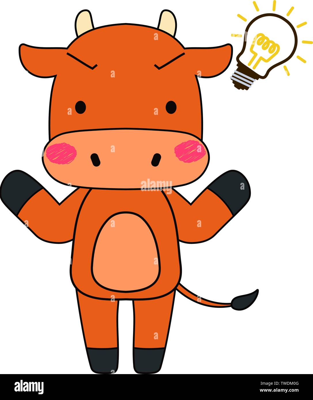 This is a full-length illustration of the cute beef cow character Stock ...