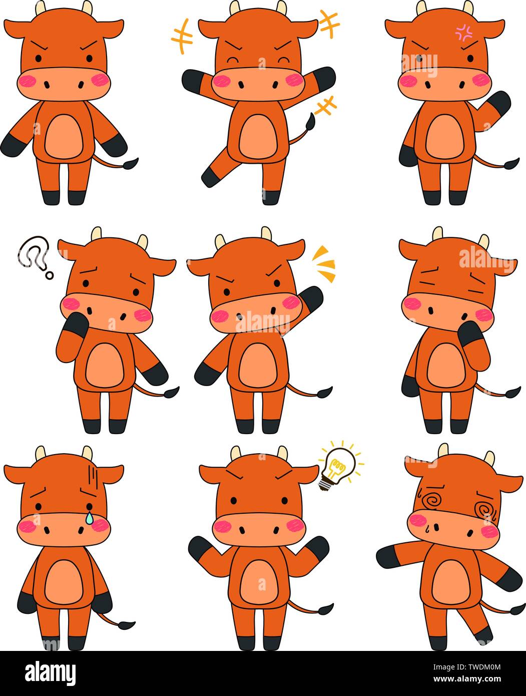 This is a full-length illustration of the cute beef cow character Stock ...