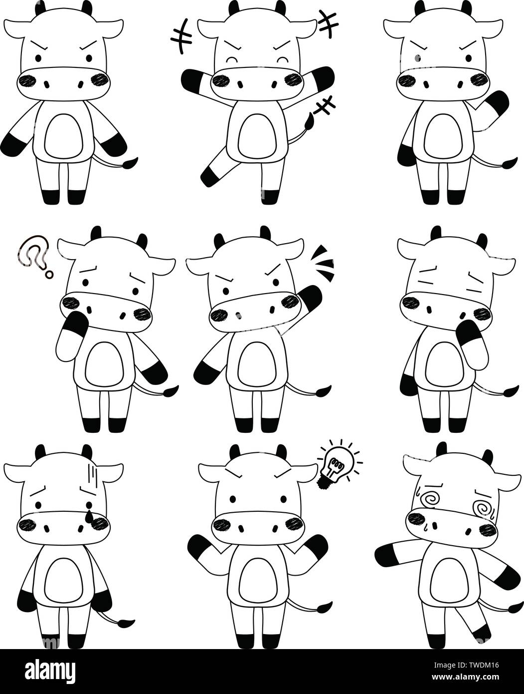 This is a full-length illustration of the cute beef cow character Stock ...