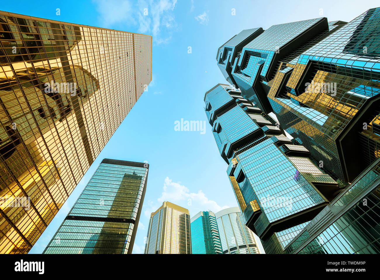 low angle view of skyscrapers in modern city Stock Photo - Alamy