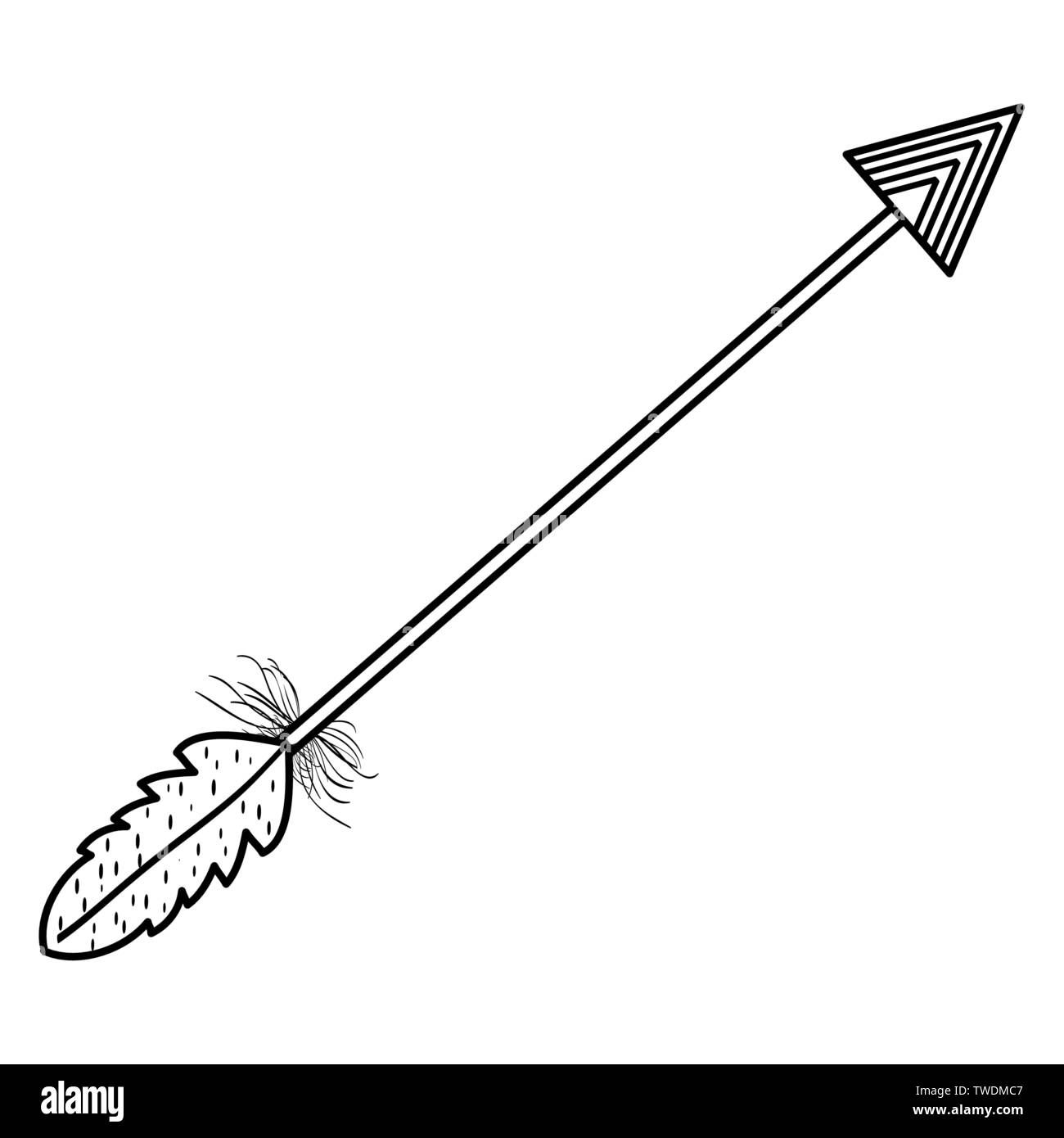 bohemian arrow with feathers icon vector illustration design Stock ...