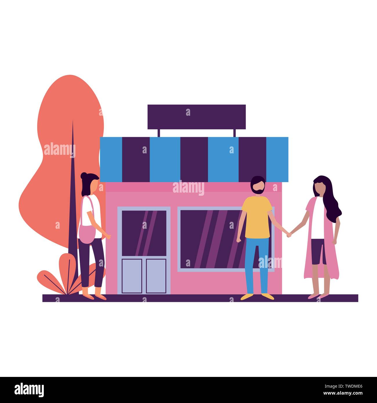 people market commerce street activity outdoors vector illustration ...