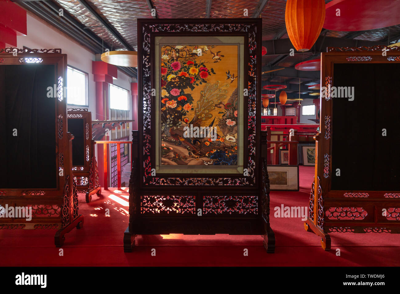 Cloud brocade screen Stock Photo - Alamy
