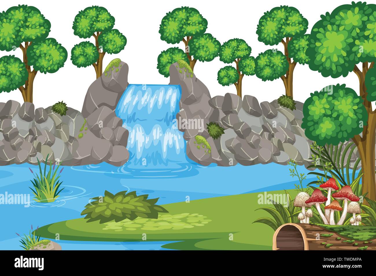 A waterfall nature template illustration Stock Vector Image & Art - Alamy