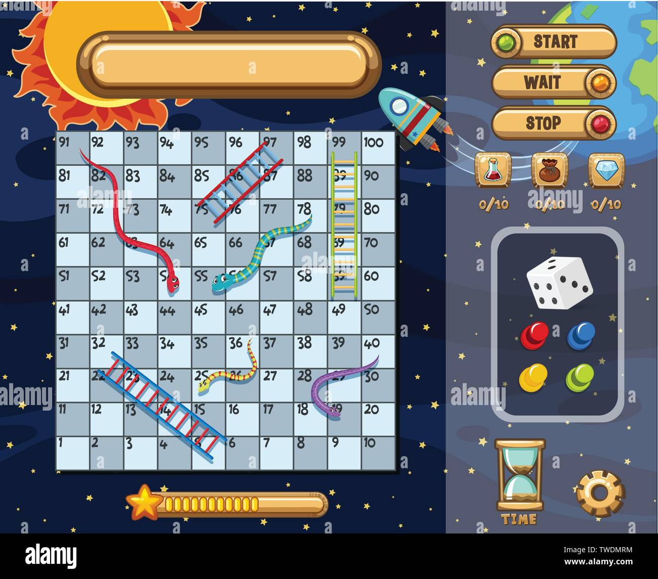 A snake ladder game template illustration Stock Vector Image & Art - Alamy