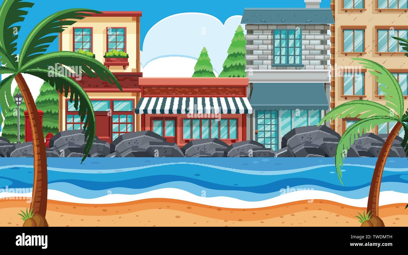 Beach town view Stock Vector Images - Alamy