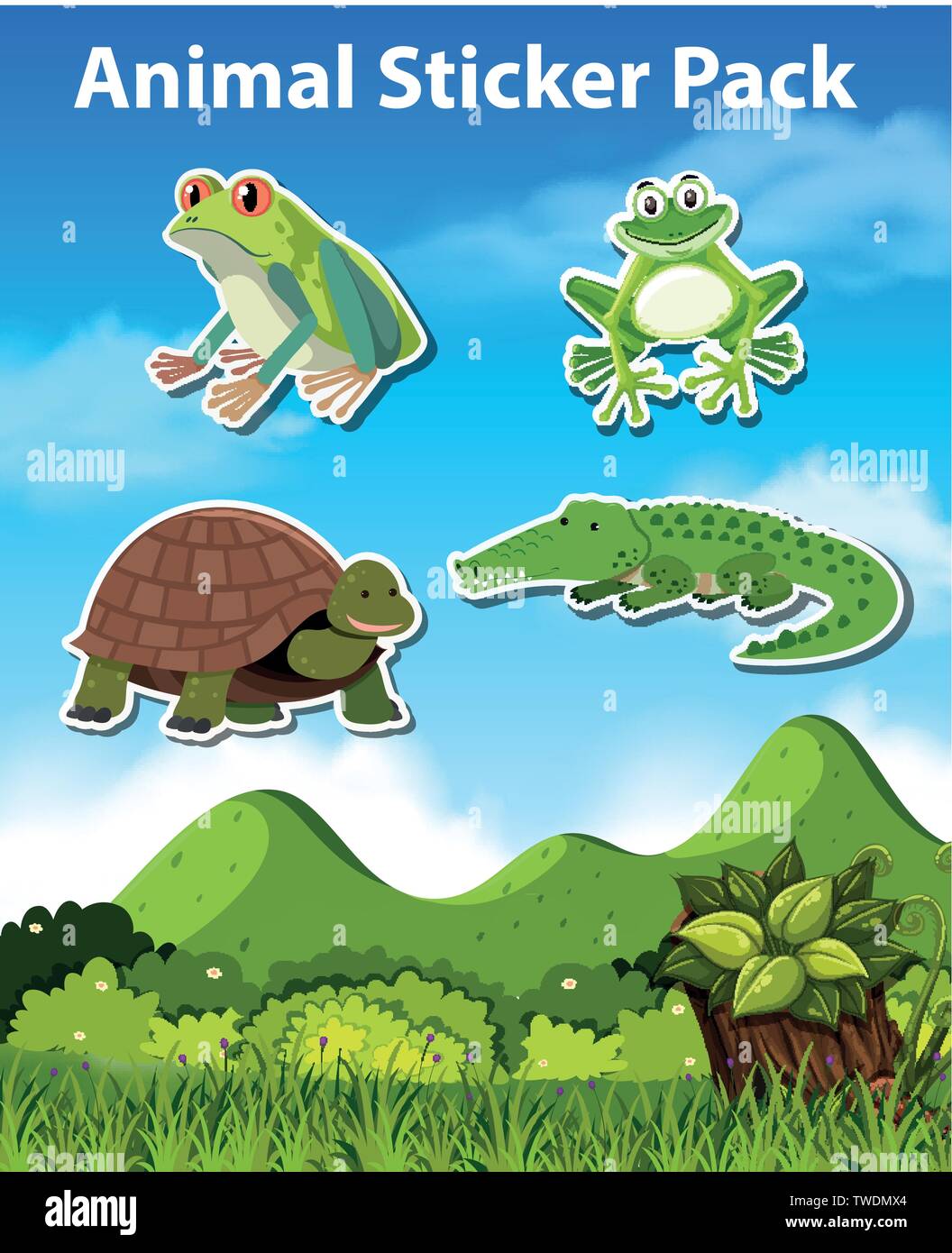 Set of animal sticker illustration Stock Vector Image & Art - Alamy