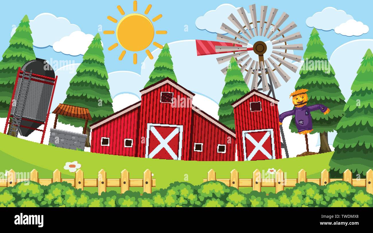 A simple rural farm scene illustration Stock Vector Image & Art - Alamy