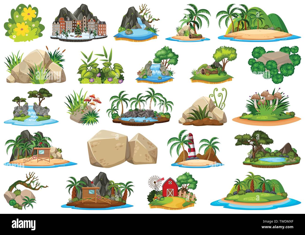 Set of nature island illustration Stock Vector Image & Art - Alamy