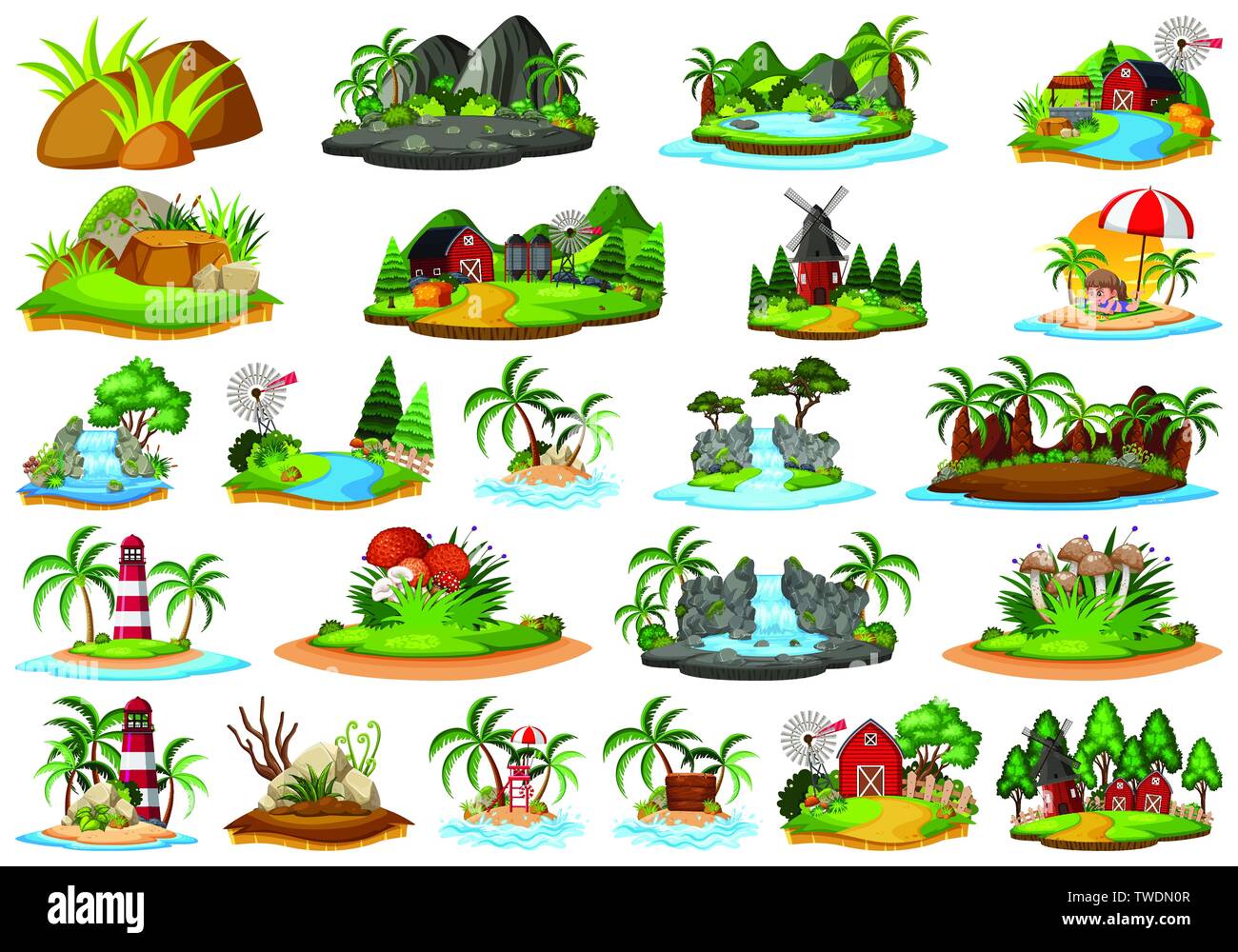 Set of nature island scene illustration Stock Vector Image & Art - Alamy