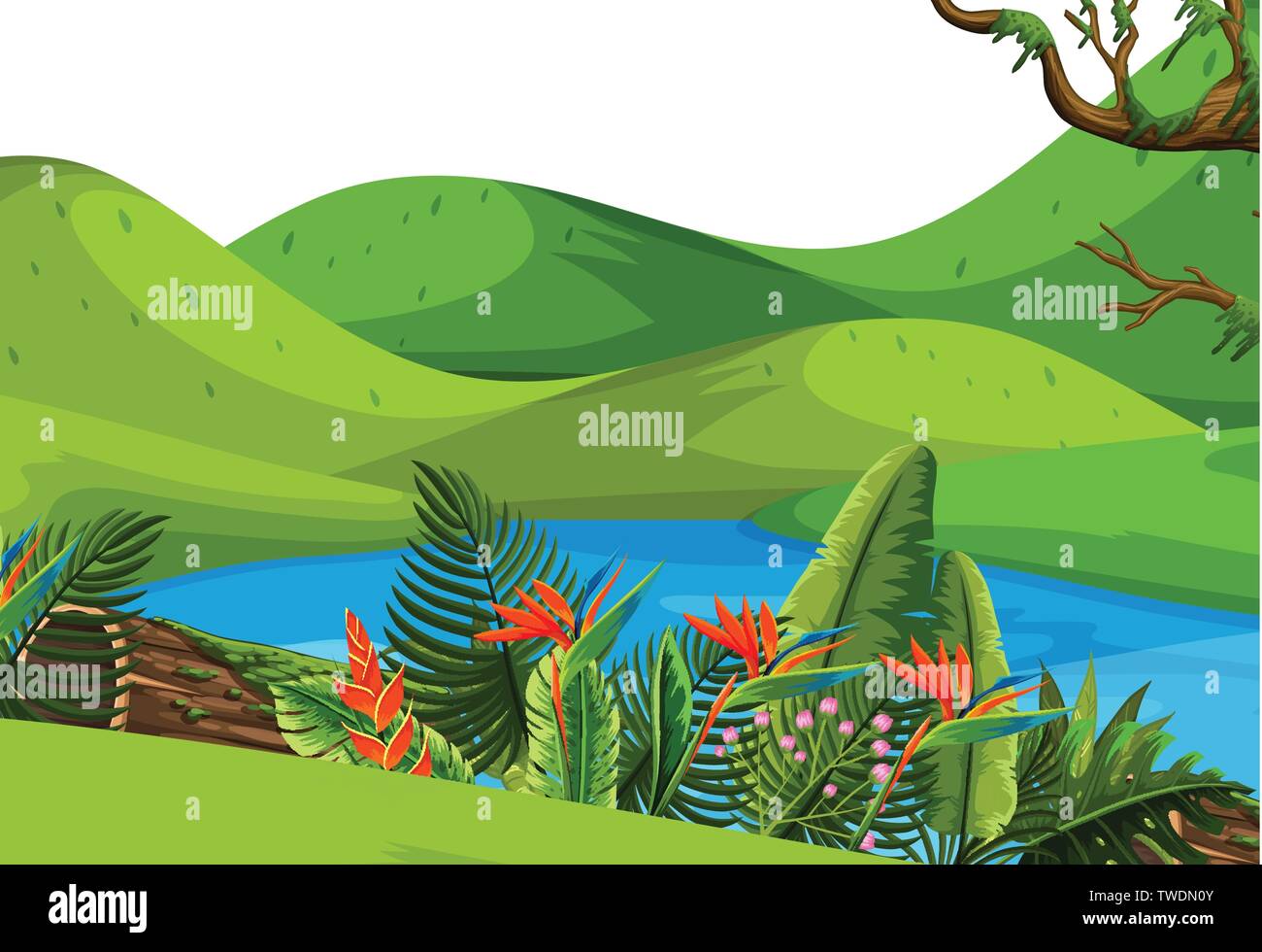 A green nature landscape illustration Stock Vector Image & Art - Alamy