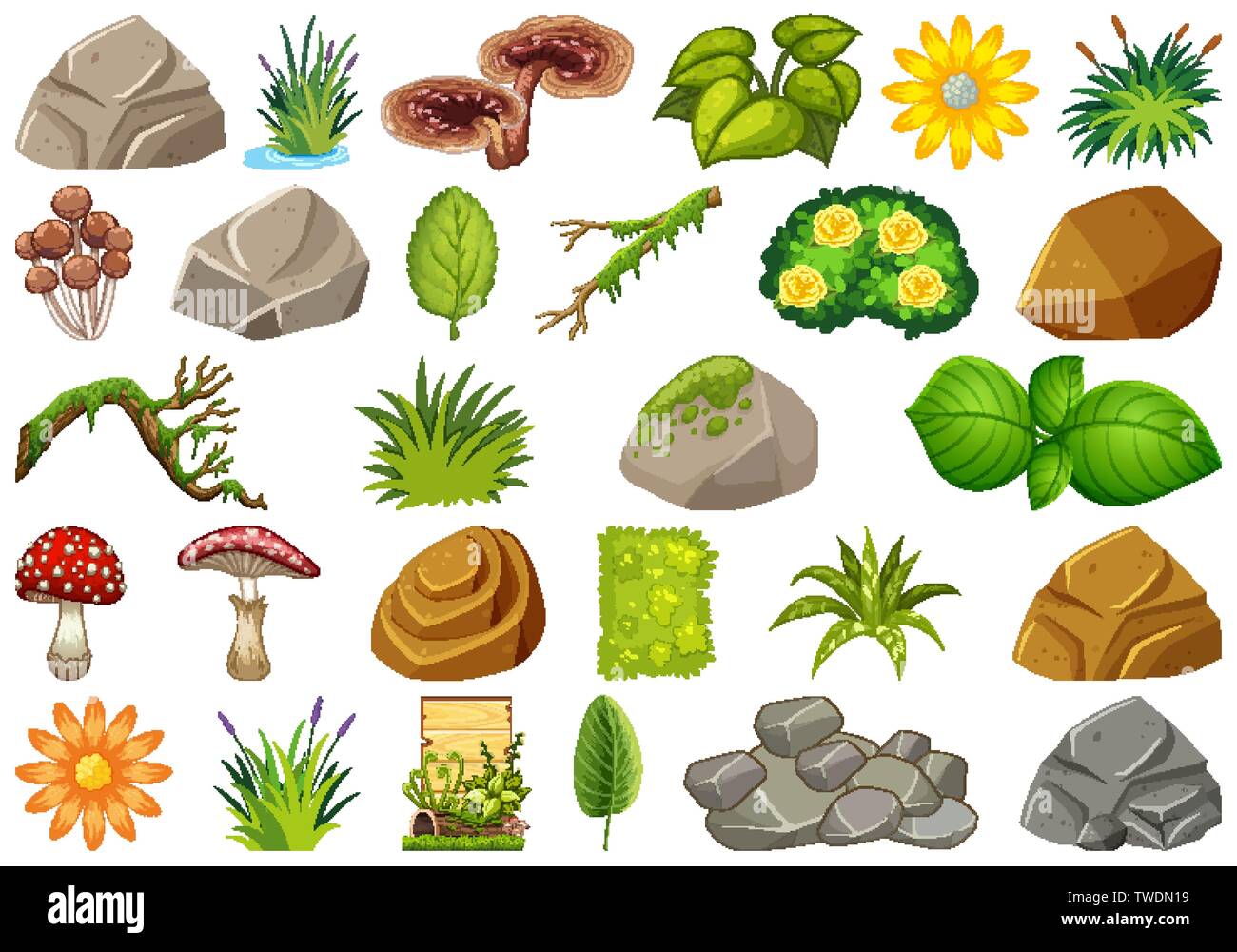 Set of nature element illustration Stock Vector Image & Art - Alamy