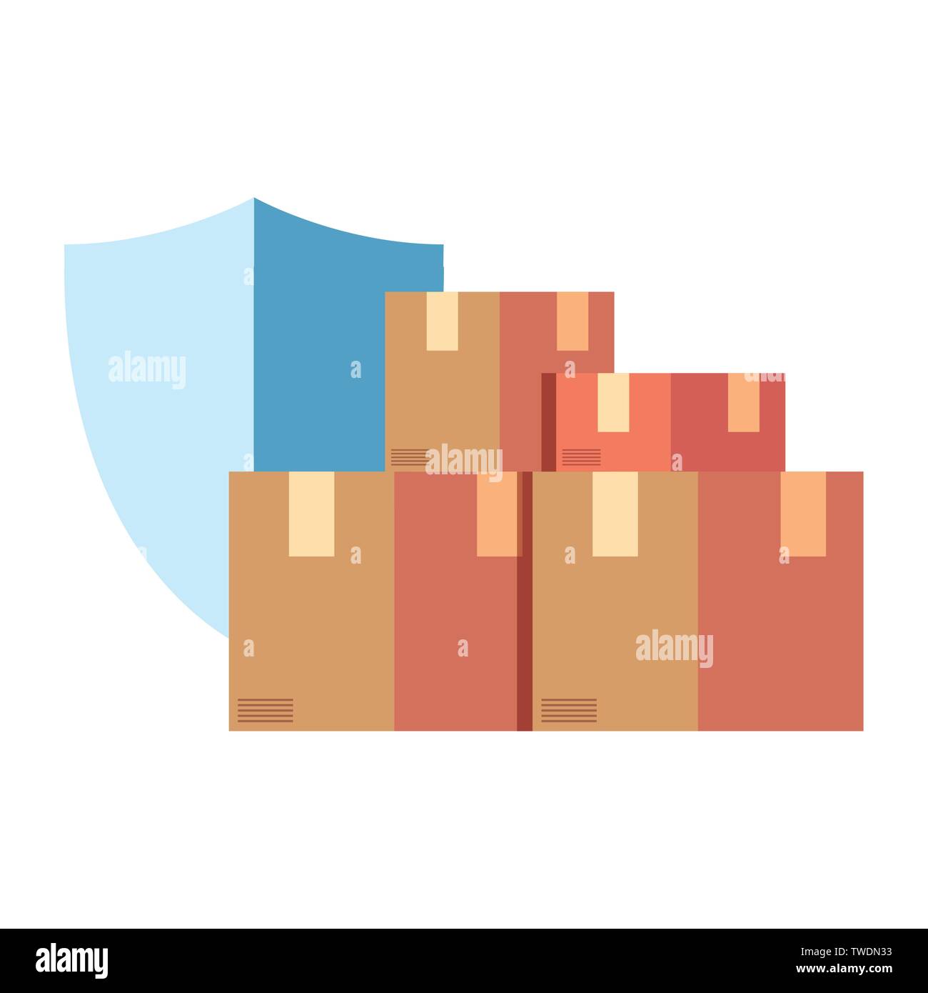cardboard boxes stacked shield fast delivery vector illustration Stock ...