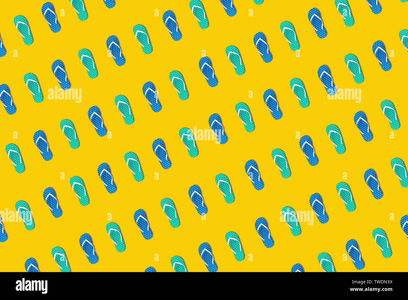 Colorful sandals in seamless photo on yellow background.design for ...