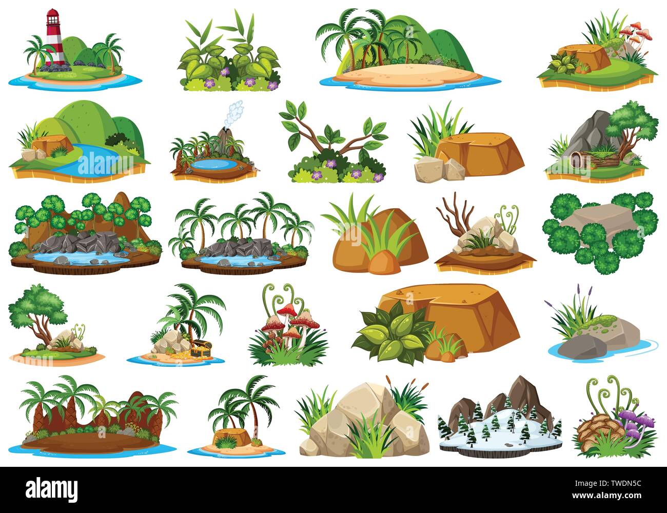 Set of nature island illustration Stock Vector Image & Art - Alamy