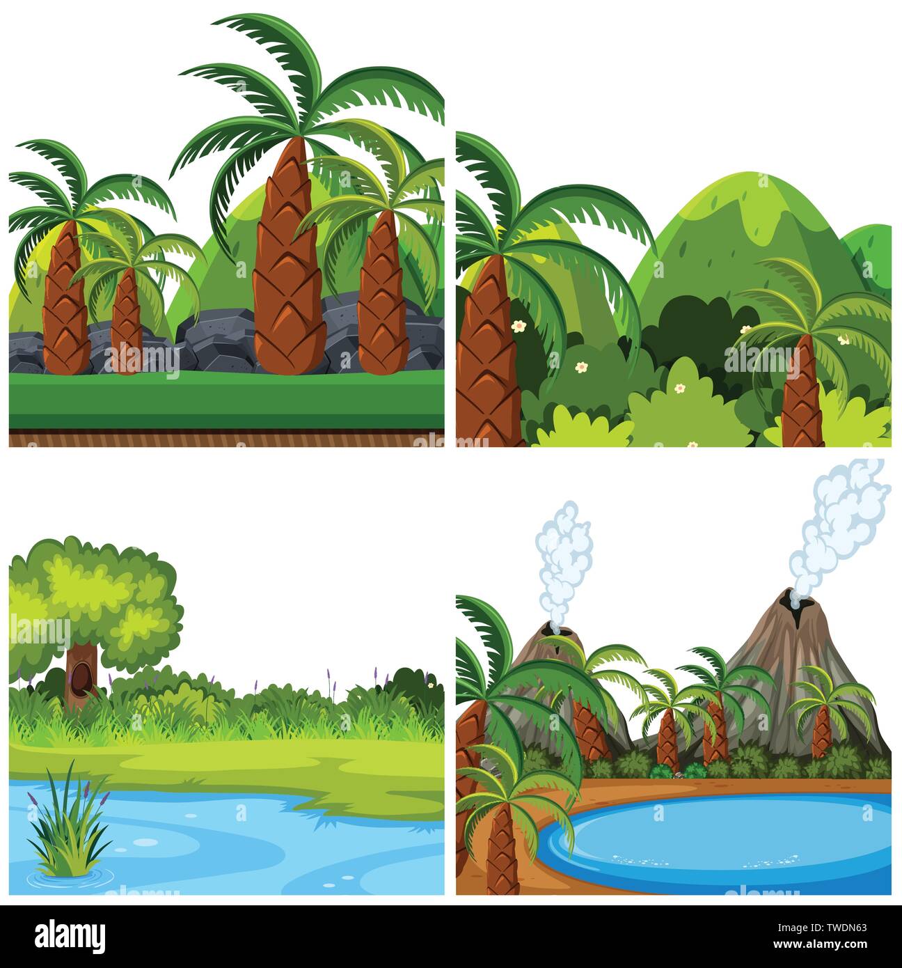 Set of nature background illustration Stock Vector Image & Art - Alamy