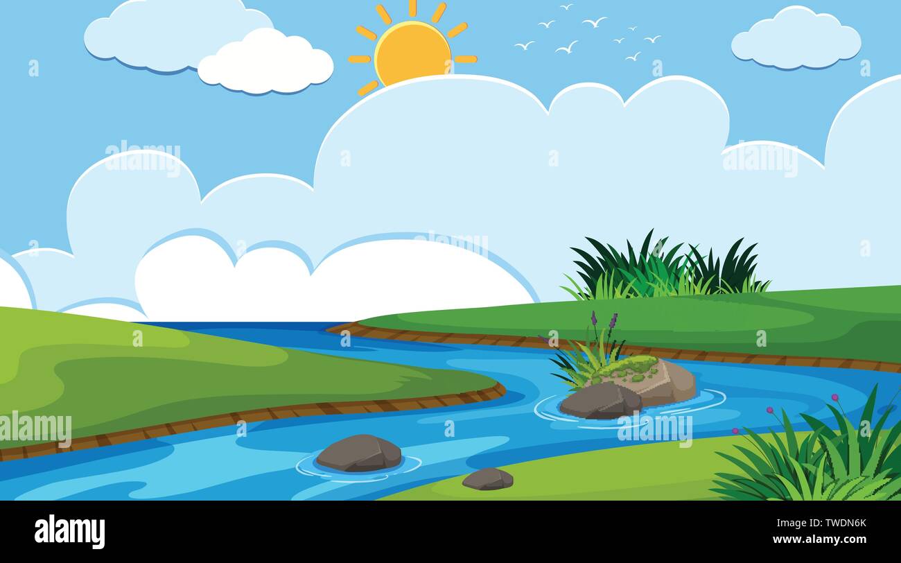 A simple river scene illustration Stock Vector Image & Art - Alamy