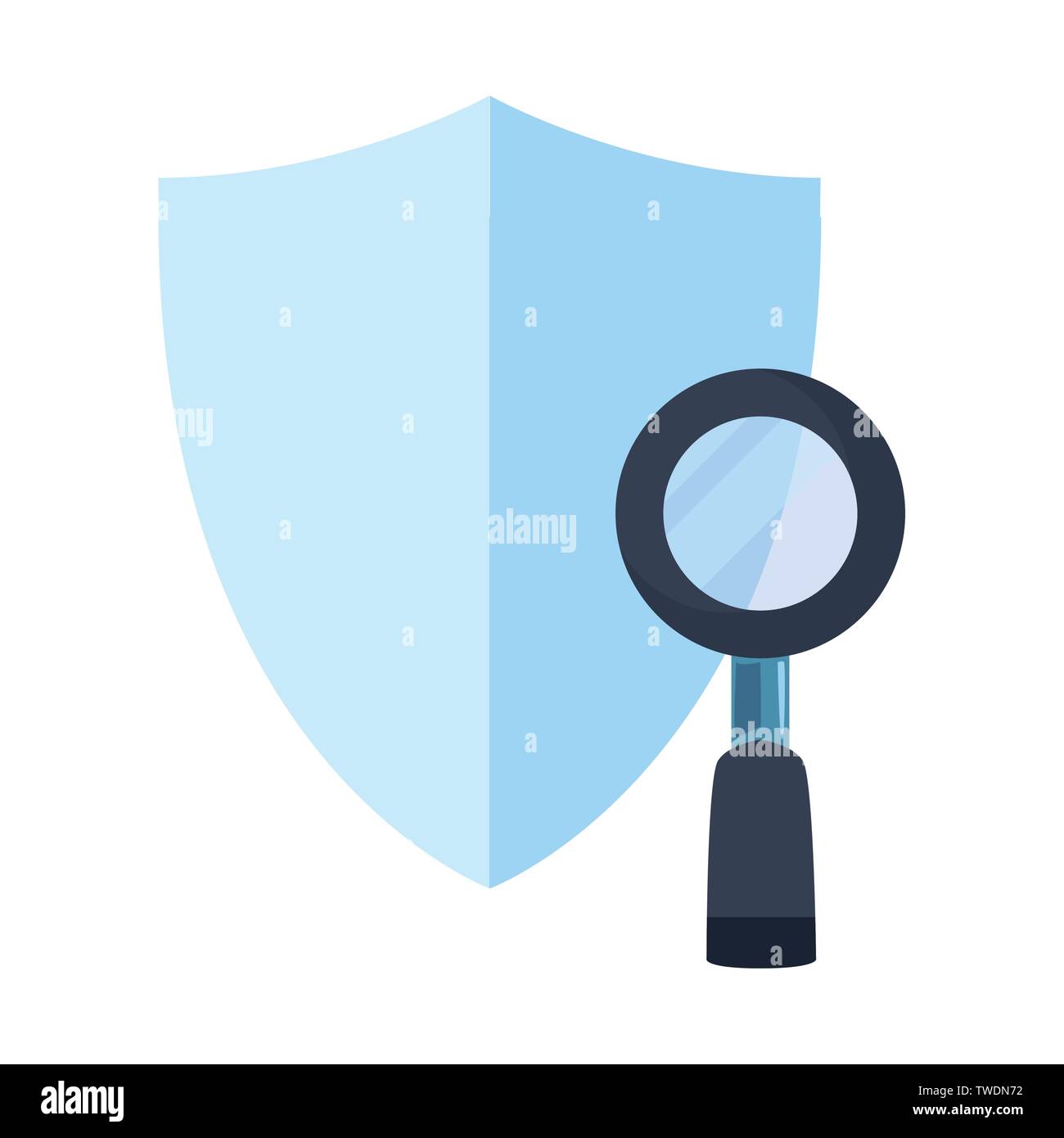 shield protection magnifying glass image vector illustration Stock ...