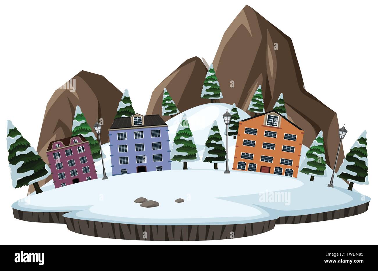 An isolated snow village illustration Stock Vector Image & Art - Alamy