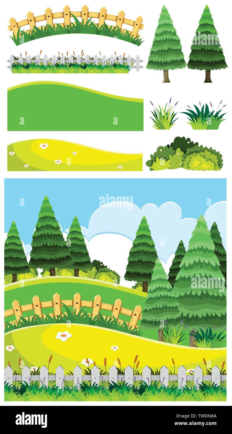 Set of nature element illustration Stock Vector Image & Art - Alamy