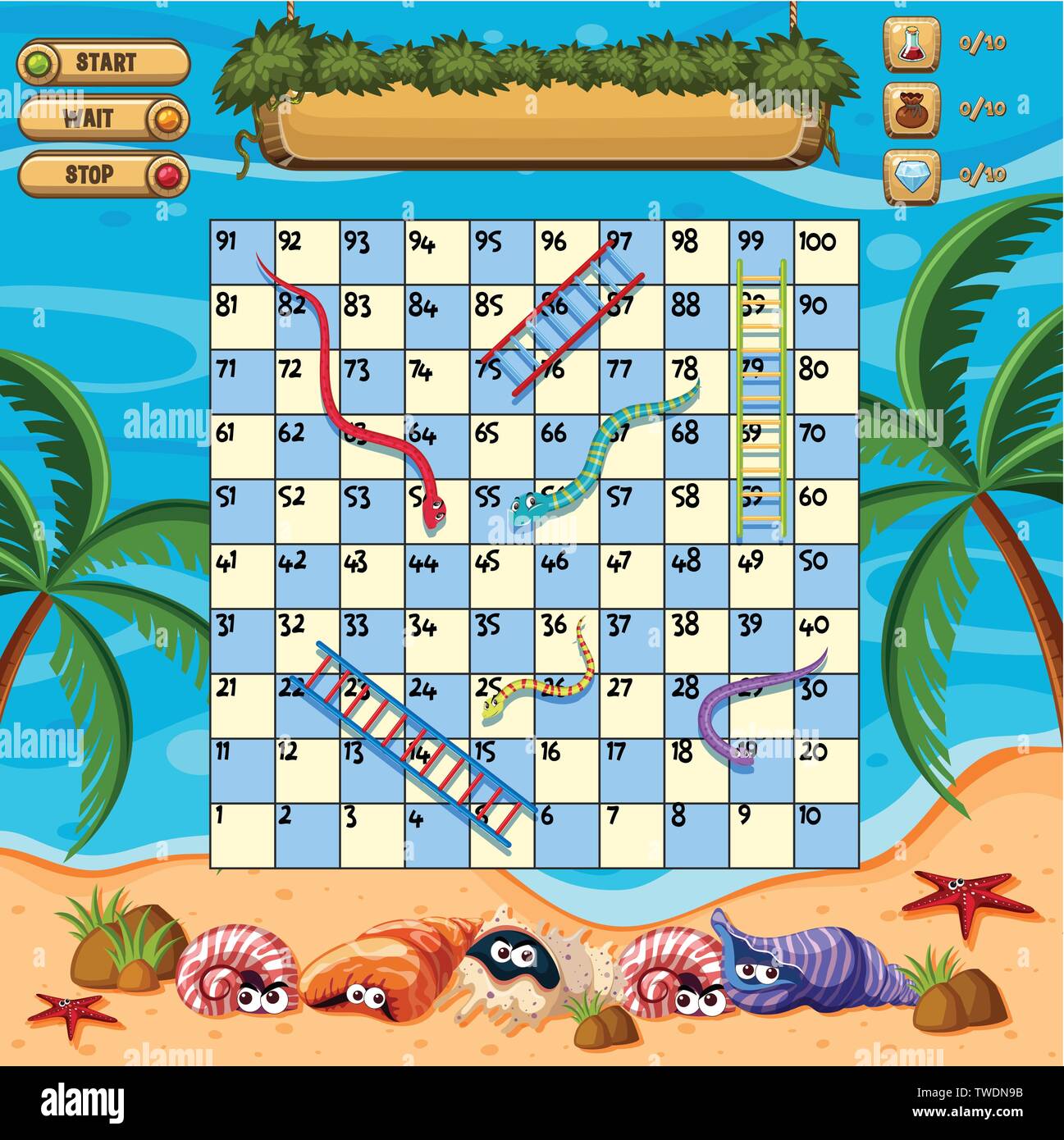 A snake ladder game template illustration Stock Vector Image & Art - Alamy